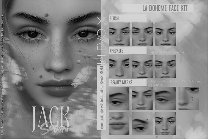 Second Life Marketplace - [demo]Jack Spoon. La Boheme Moles + Freckles ...