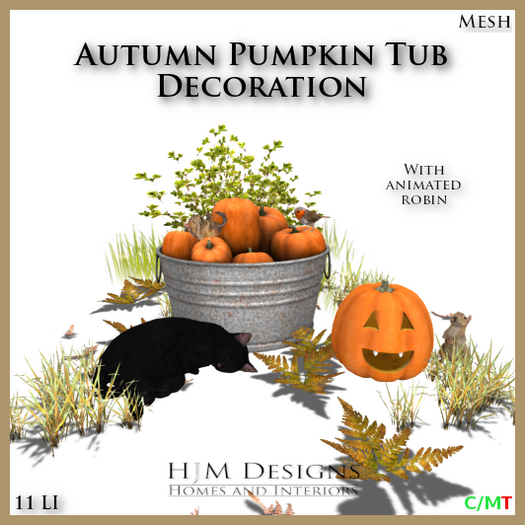 Second Life Marketplace - Autumn Pumpkin Tub Decoration