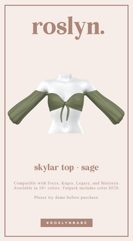 Second Life Marketplace - roslyn. skylar top. sage [unpack]