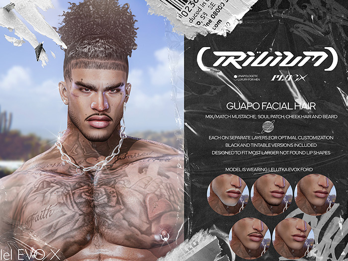 Second Life Marketplace - .:.: TRIVIUM :.:. GUAPO FACIAL HAIR - EVOX