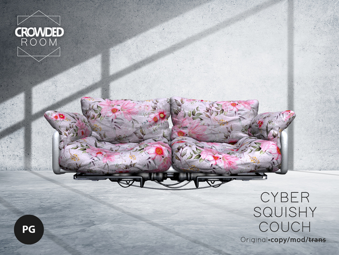 Second Life Marketplace - Crowded Room - Cyber Squishy Couch - Floral - PG