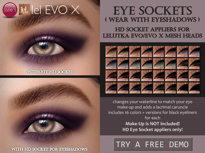 Second Life Marketplace - Izzie's - Eye Sockets for Eyeshadows (LeLutka ...