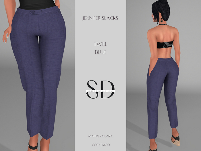 Second Life Marketplace - S/D Mesh Jennifer Slacks - Twill - Blue ...