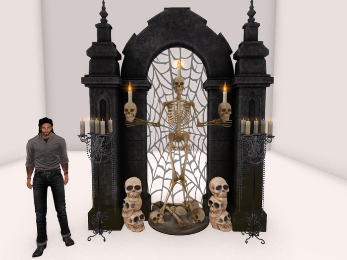 Second Life Marketplace - MC Skeleton Candlestick Arch Wall Deco HALLOWEEN