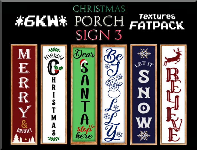 Second Life Marketplace - *6KW* FULL PERM Christmas Porch Sign 3 ...