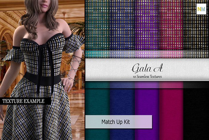 Second Life Marketplace - Gala A MatchUp Kit 10 Seamless Fabric Textures NM