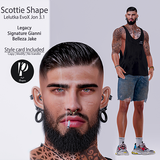 Second Life Marketplace - P&P - Scottie Shape Lelutka EvoX Jon 3.1