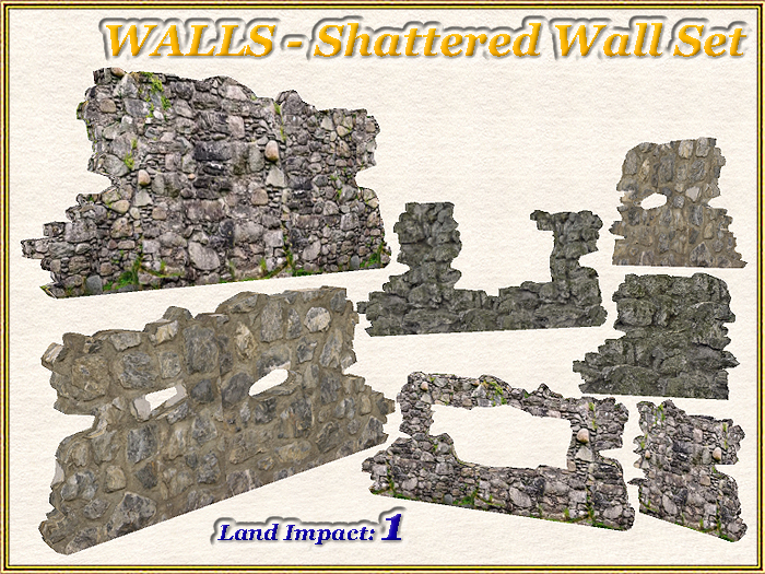 Second Life Marketplace - WALLS - Shattered Wall Set (1 LI) (Full perm)