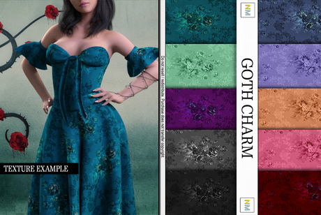 Second Life Marketplace - Goth Charm 10 Seamless Gothic Fabrics Textures NM