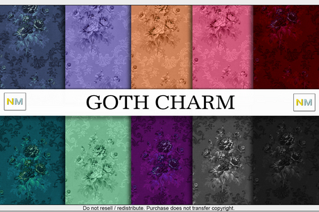 Second Life Marketplace - Goth Charm 10 Seamless Gothic Fabrics Textures NM