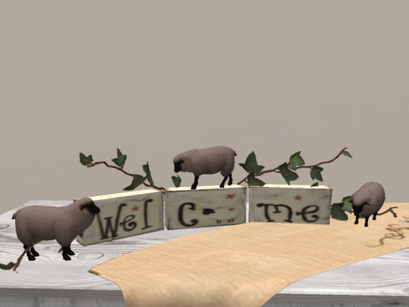 Second Life Marketplace - Welcome Sheep Wood Blocks w/Leaves