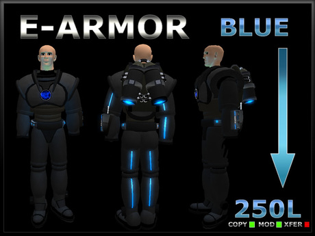 Second Life Marketplace - E-Armor Standard Issue - Blue - 14 Piece ...