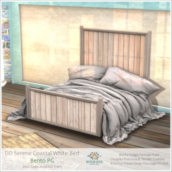Second Life Marketplace - DD Serene Coastal White Bed-PG /ADD