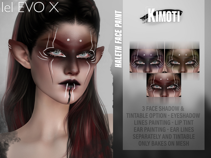 Second Life Marketplace - ~Kimoti~ \\ Haleth Face Paint Lel EVO X