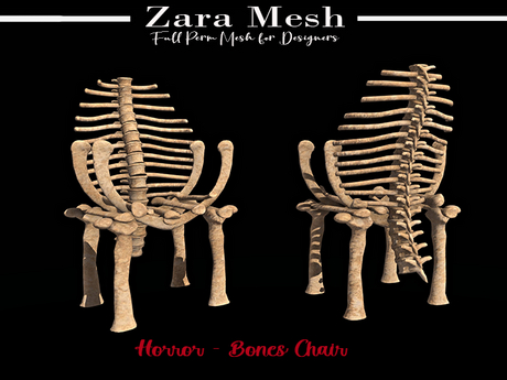 Second Life Marketplace - ZM - Horror - Bones Chair - FULL PERM MESH