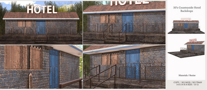Second Life Marketplace - Howl - 50's Countryside Hotel Backdrops [ADD]