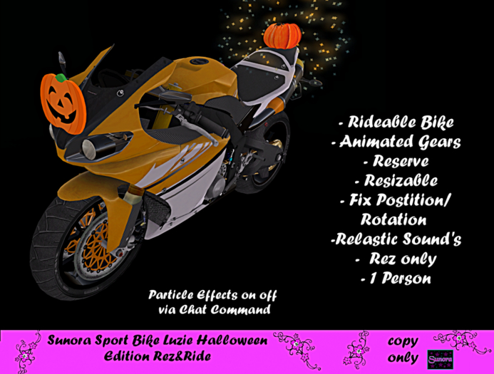 Second Life Marketplace - Sunora Sport Bike Luzie Halloween Edition Rez ...