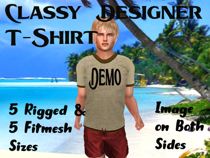 Second Life Marketplace - CLASSY MENS MESH T-SHIRT DEMO 5 Rigged & 5 ...