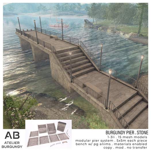 Second Life Marketplace - Atelier Burgundy . Burgundy Pier Stone *ADD*