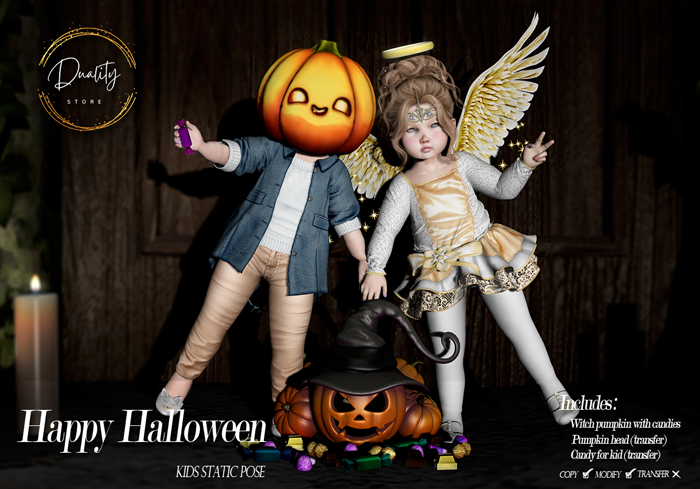 Second Life Marketplace - [DSt] Happy Halloween - Kids Pose w/props