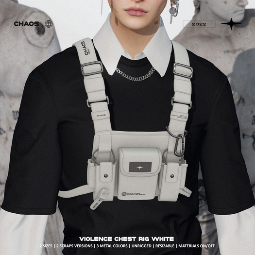 Second Life Marketplace - CHAOS. violence chest rig_white
