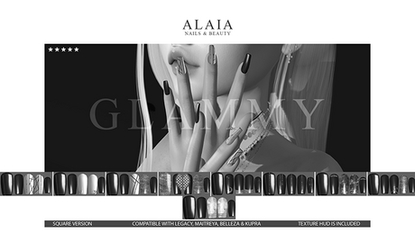 Second Life Marketplace - DEMO - Square Glammy Nails - Alaia Store