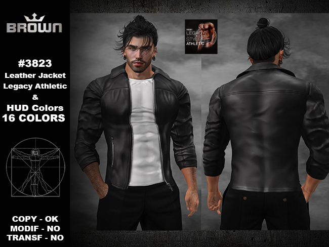 Second Life Marketplace - 3823 Leather Jacket - Legacy Athletic & HUD ...