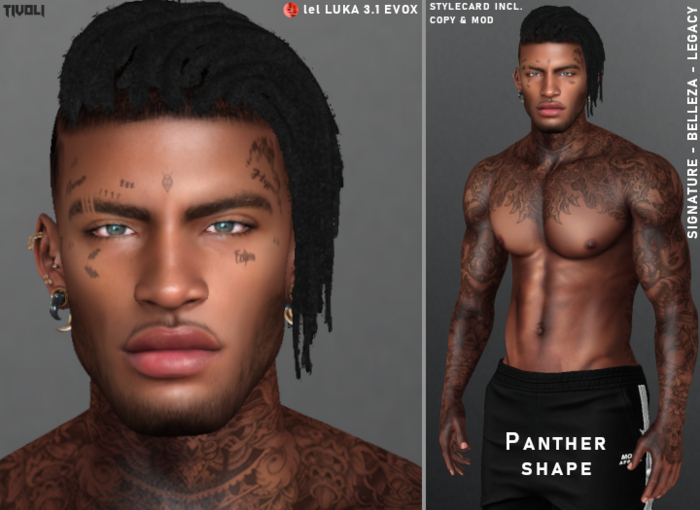 Second Life Marketplace - - Tivoli inc - lelutka Luka shape Panther 2.5 ...