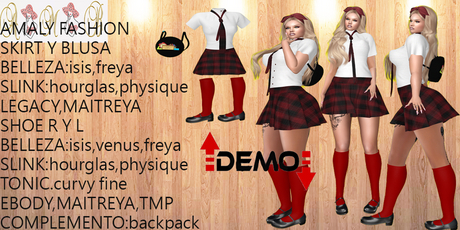 Second Life Marketplace - school uniforms rojo demo