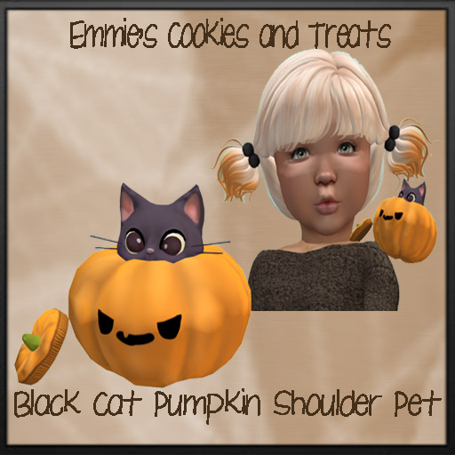 Second Life Marketplace - Black Cat Pumpkin Shoulder Pet
