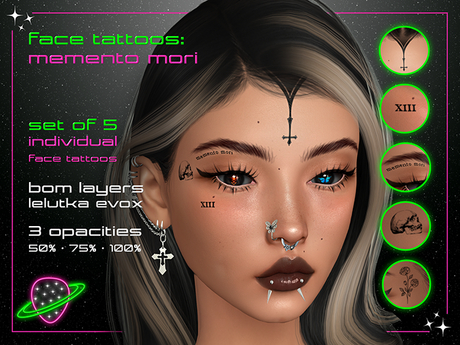 Second Life Marketplace - .spaceberry. face tattoos - memento mori
