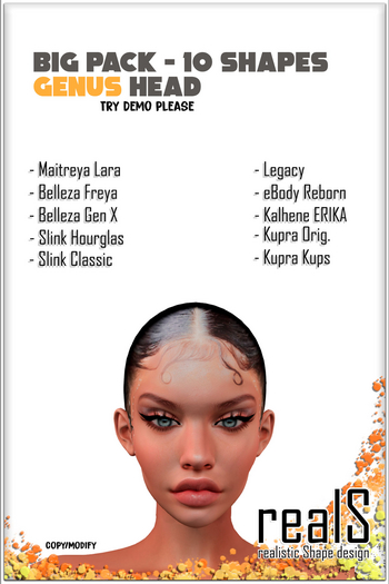 Second Life Marketplace - .realS - Big Pack - 10 Body Shapes for Genus DEMO