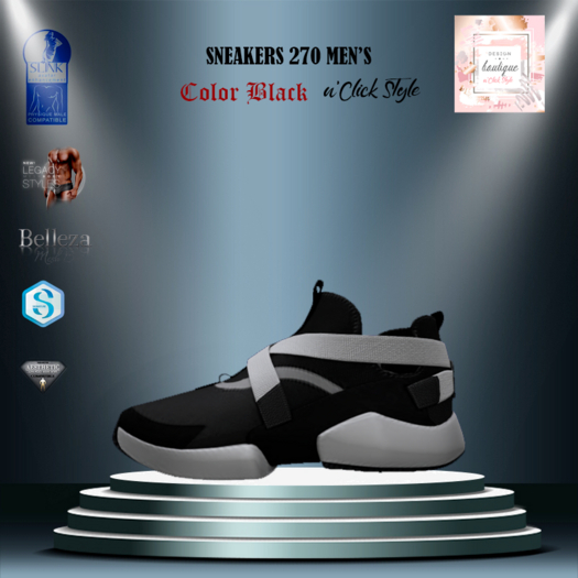 Second Life Marketplace - "n'Click Style" Sneakers 270 Men Color Black