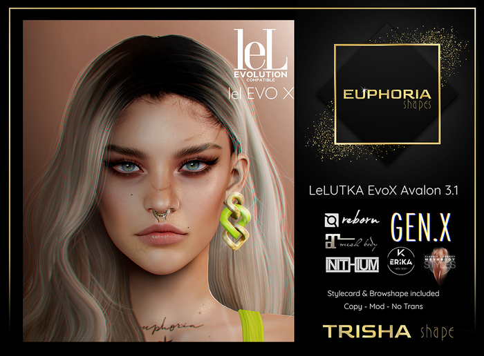 Second Life Marketplace - EUPHORIA Shapes - TRISHA Shape (Lel EvoX ...