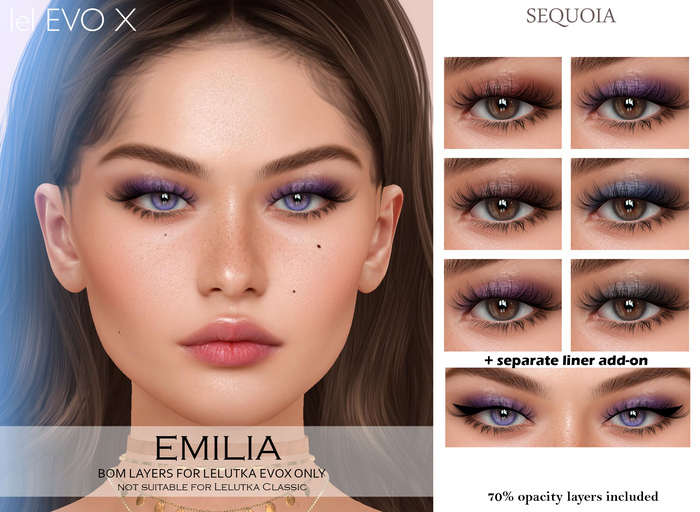 Second Life Marketplace - ::Sequoia:: Emilia Bom eyeshadow for Lelutka ...