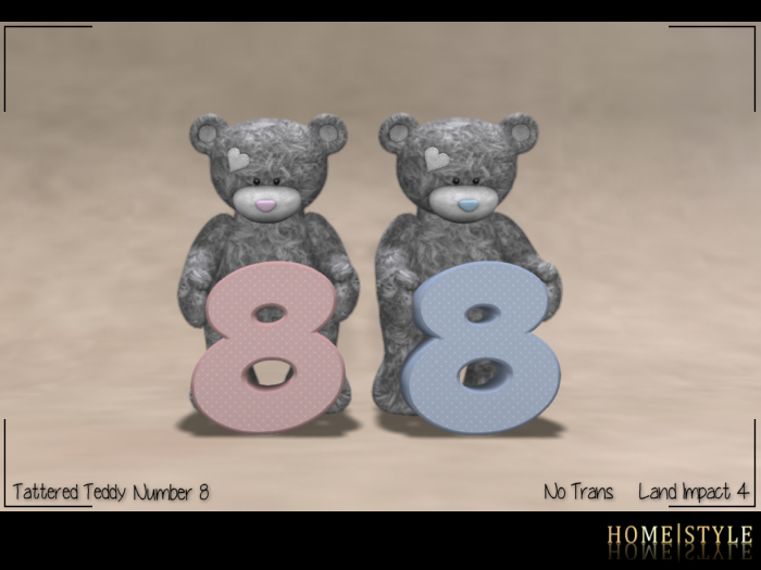 Second Life Marketplace - 'HS' Tattered Teddy w/ NUMBER 8