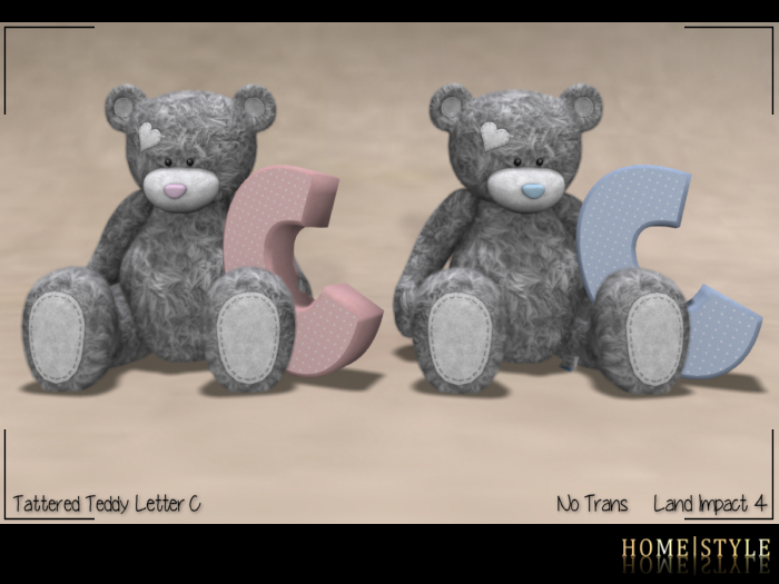 Second Life Marketplace - 'HS' Tattered Teddy w/ LETTER C