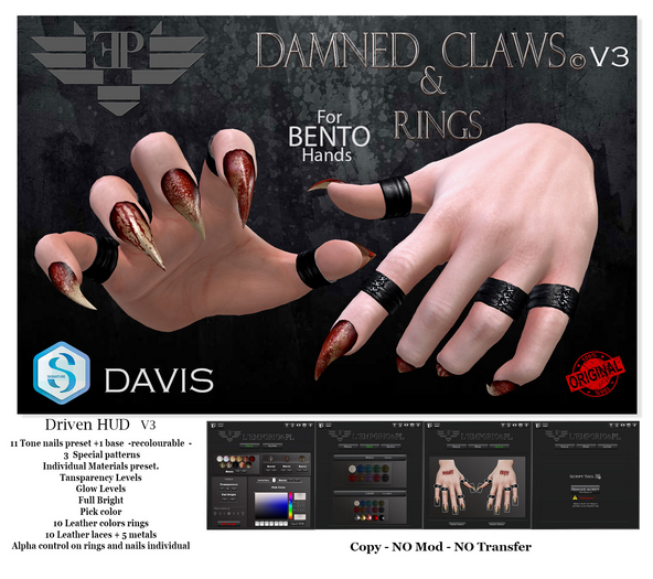 Second Life Marketplace - L'Emporio&PL::*Damned Claws & Rings*:: Signature DAVIS -V3-