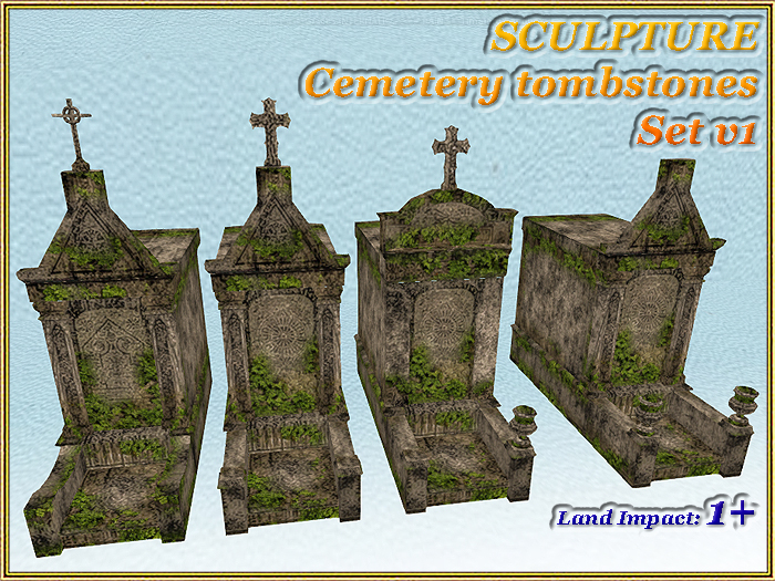 Second Life Marketplace - SCULPTURE - Cemetery tombstones Set v1 (1+ LI ...