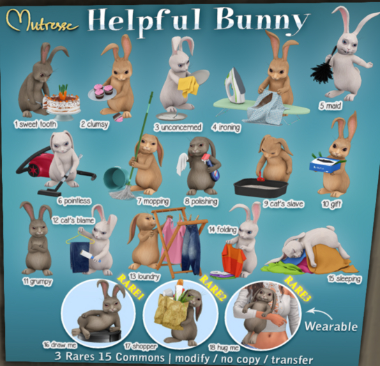 Second Life Marketplace - 18-Mutresse-Hug me!-Helpful Bunny (wear) RARE