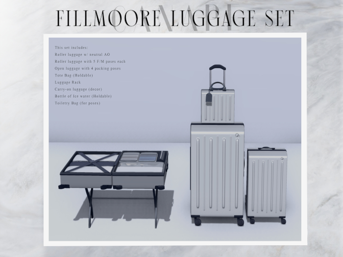 Second Life Marketplace - [Canape] Fillmoore Luggage Set White