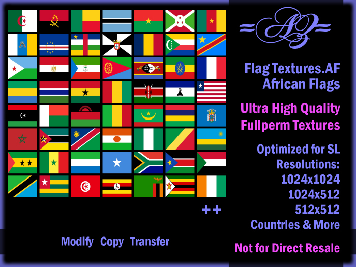 Second Life Marketplace - =az= Flag Textures.AF - African Flags - Ultra ...