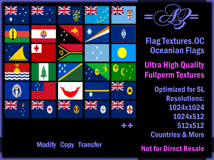 Second Life Marketplace - =az= Flag Textures.OC - Oceanian Flags ...