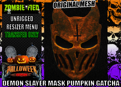 Second Life Marketplace - [ZOMBIE] Mesh Demon Slayer Mask Pumpkin Gatcha