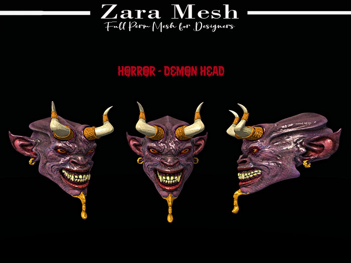 Second Life Marketplace - ZM - Horror - Demon Head - FULL PERM MESH