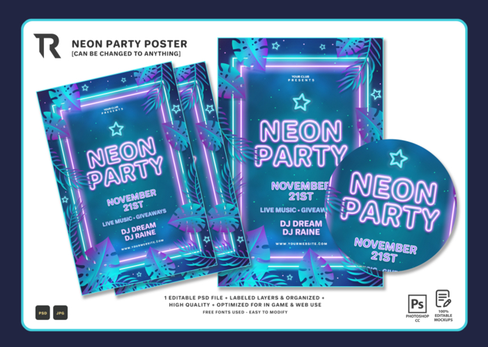 Second Life Marketplace - [TR] Neon Party Poster