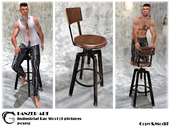 Second Life Marketplace - PA- Industrial Bar Stool (9 pictures poses)