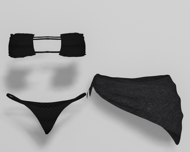 Second Life Marketplace La Muerta All Black Bikini Sarong Ebody