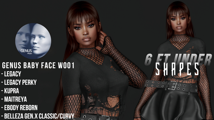 Second Life Marketplace - 6FT UNDER - NAOMI SHAPE [Genus Baby Face W001]