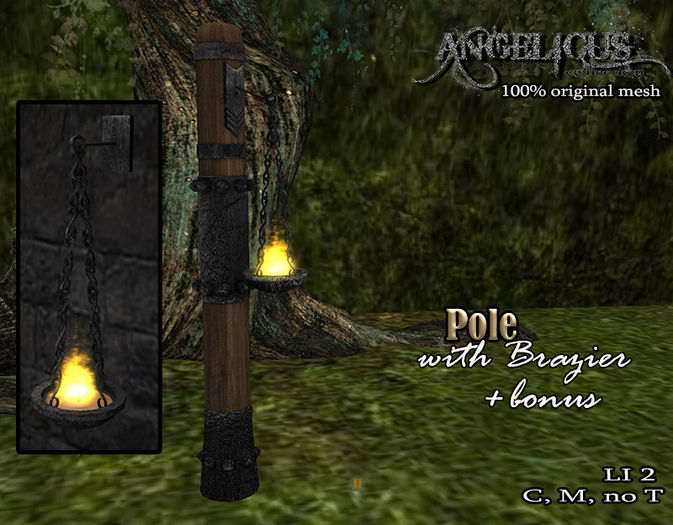 Second Life Marketplace - ::ANGELICUS:: Pole with brazier + Bonus